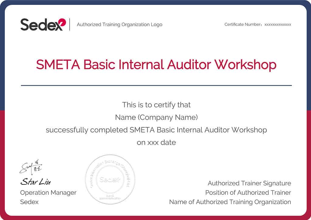 2023 及 2024 年 SMETA 初级内审员工作坊授权讲师和排期 - Sedex